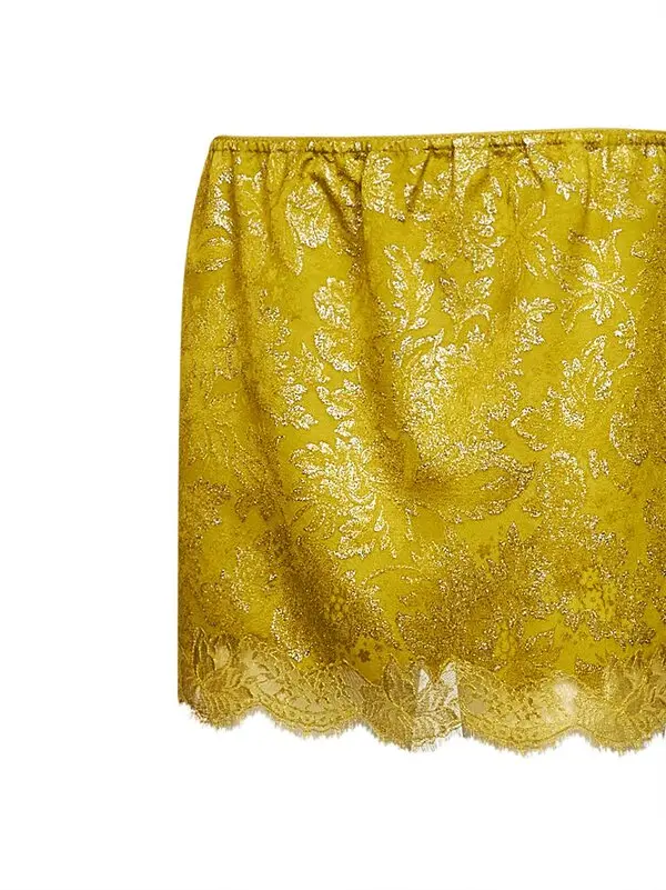 Saint Laurent Yellow Jacquard And Lace Baroque Mini Skirt - Multicolor