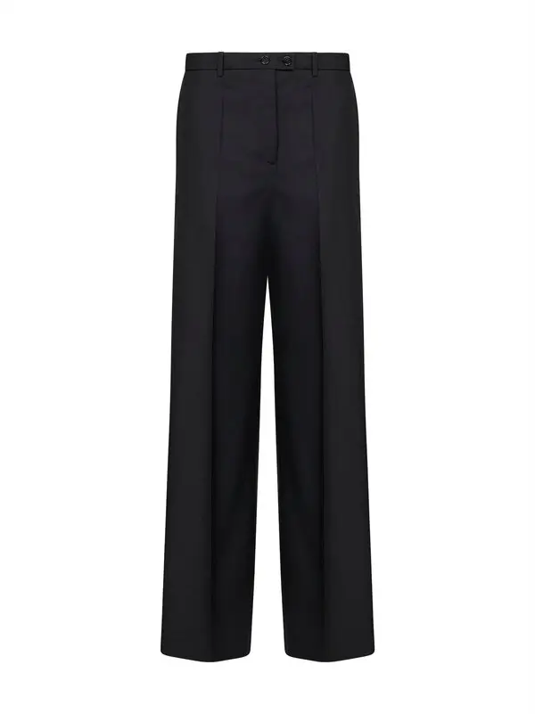 JIL SANDER Black Wool-mohair Canvas Wide-leg Trousers - Multicolor