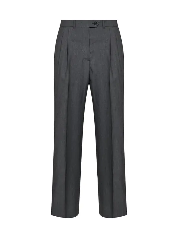 Prada Abbigliamento Slate Light Mohair Straight-leg Trousers - Multicolor