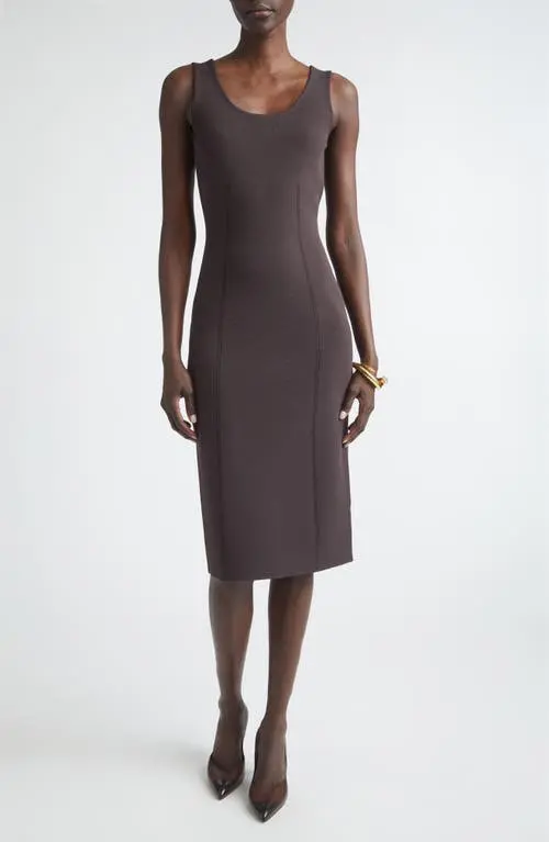 St. John Santa Roma Knit Scoop Neck Dress - Chocolate