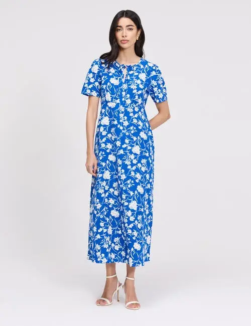 FINERY LONDON Bianca Tie Neck Midi Dress