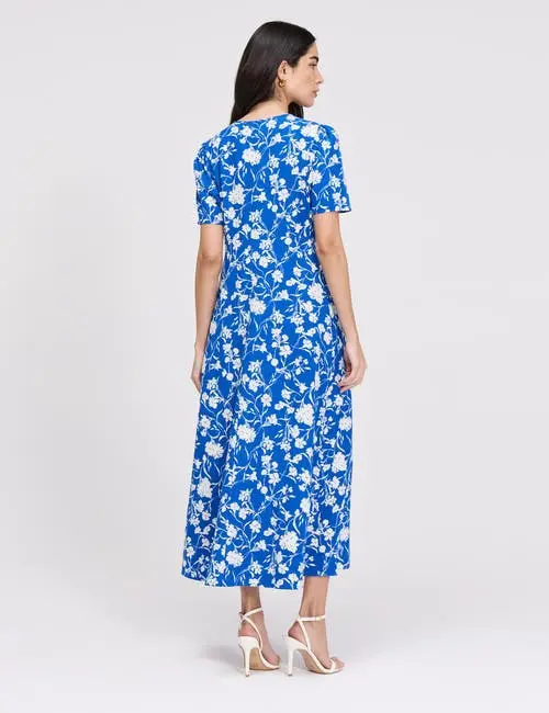 FINERY LONDON Bianca Tie Neck Midi Dress