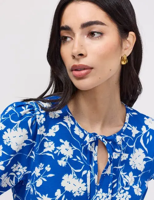 FINERY LONDON Bianca Tie Neck Midi Dress