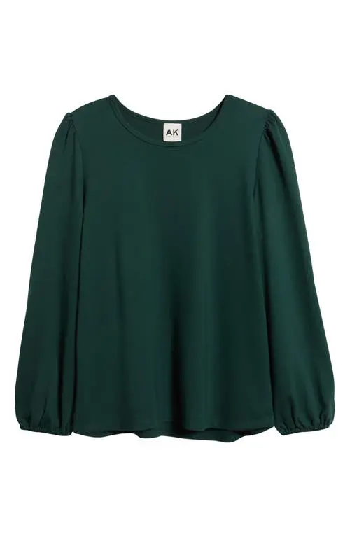Anne Klein Long-sleeve Puff Shoulder T-shirt - Pine Forest