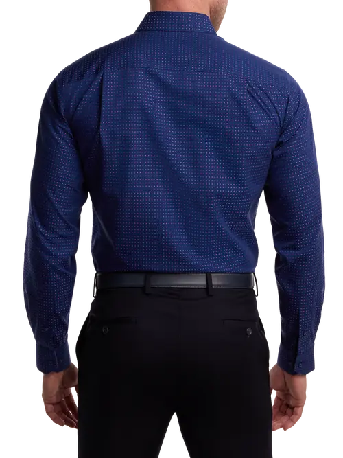 PAUL FREDRICK Cotton Spread Collar Poplin Slim Contrast Trim Button Cuff Long Sleeve Shirt