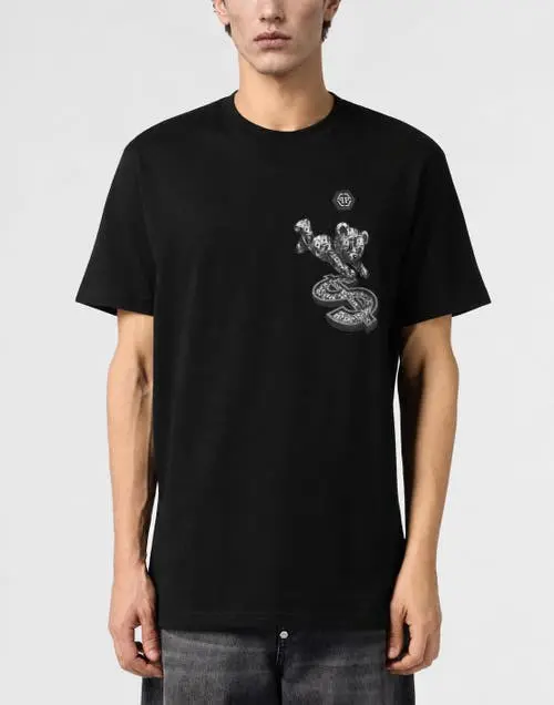 Philipp Plein Round Neck T-shirt Teddy Dollar Patch - Black