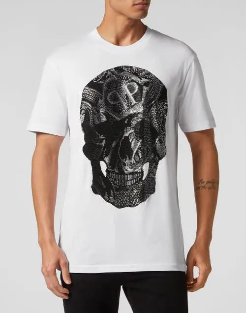 Philipp Plein T-shirt Round Neck Snake - White