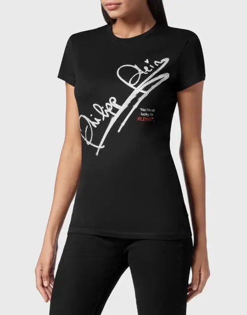 Philipp Plein T-shirt Round Neck Signature - Black