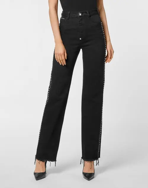 Philipp Plein Denim Palace Fit Crystal Cable