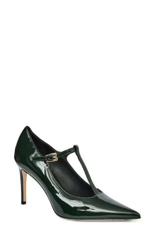 Bruno Magli Pepper T-strap Pointed Toe Pump - Emerald Patent
