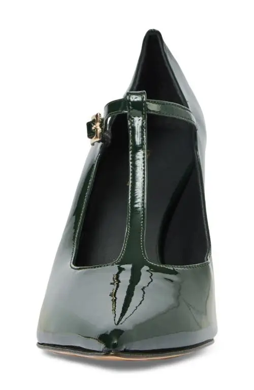 Bruno Magli Pepper T-strap Pointed Toe Pump - Emerald Patent