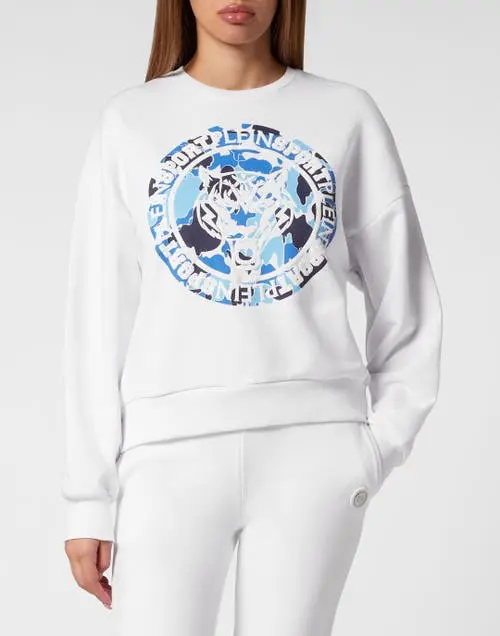PLEIN SPORT Sweatshirt Ls Carbon Tiger - White/lightblue