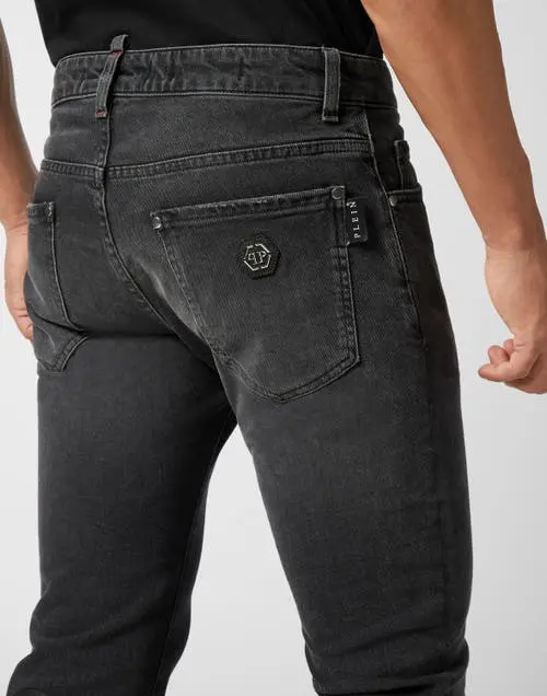 Philipp Plein Super Straight Cut Jeans With Monogram Patches