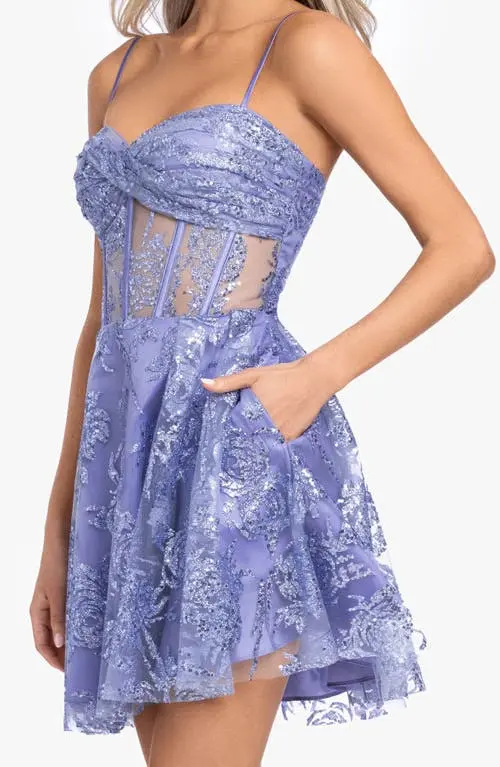 BLONDIE NITES Glitter Sleeveless Party Minidress - Peri