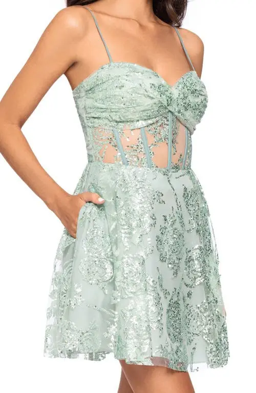 BLONDIE NITES Glitter Sleeveless Party Minidress