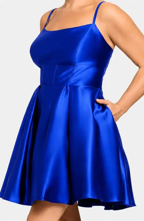 BLONDIE NITES Satin Party Dress - Royal