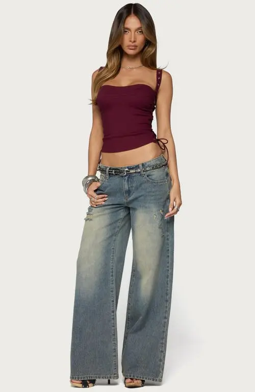 EDIKTED Adi Grommet Lace Up Corset Tank
