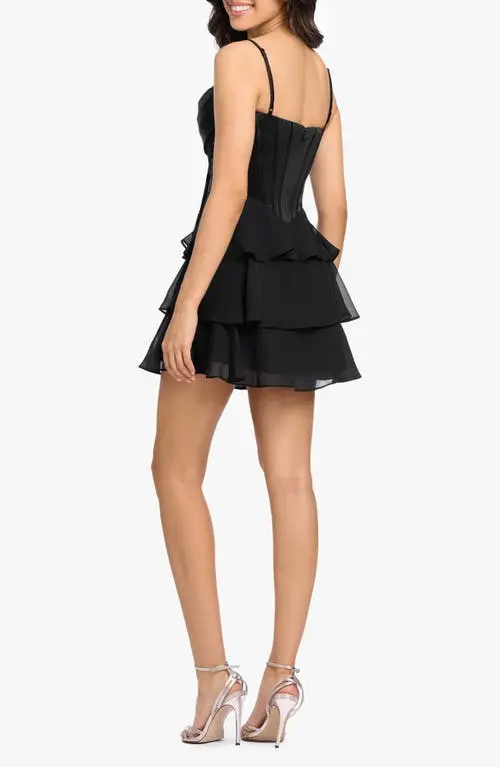 BLONDIE NITES Corset Bodice Tiered Cocktail Minidress