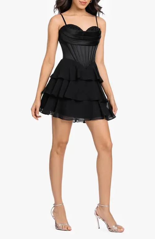 BLONDIE NITES Corset Bodice Tiered Cocktail Minidress