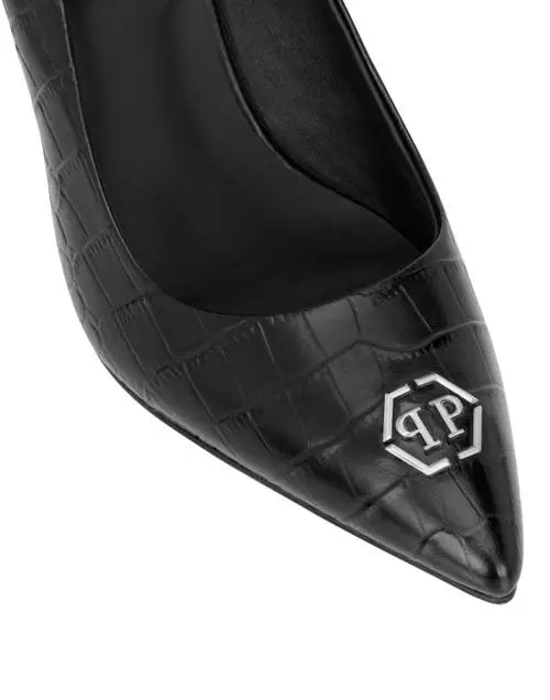Philipp Plein Leather Decollete Pump H85 Cocco Print Hexagon