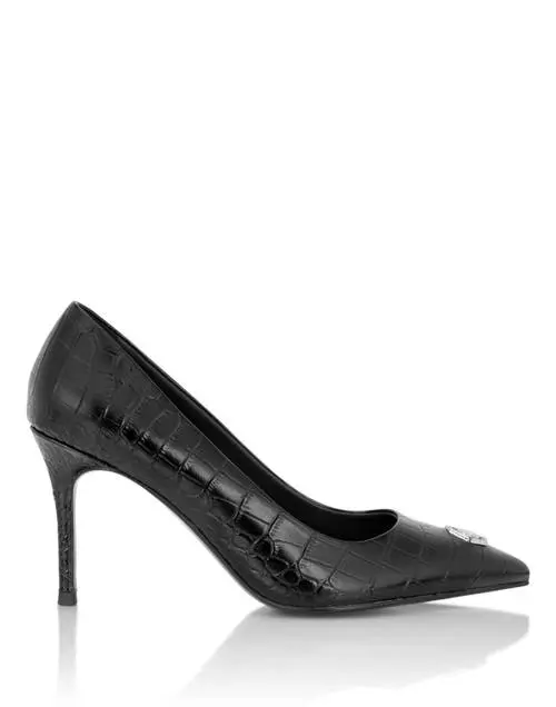 Philipp Plein Leather Decollete Pump H85 Cocco Print Hexagon