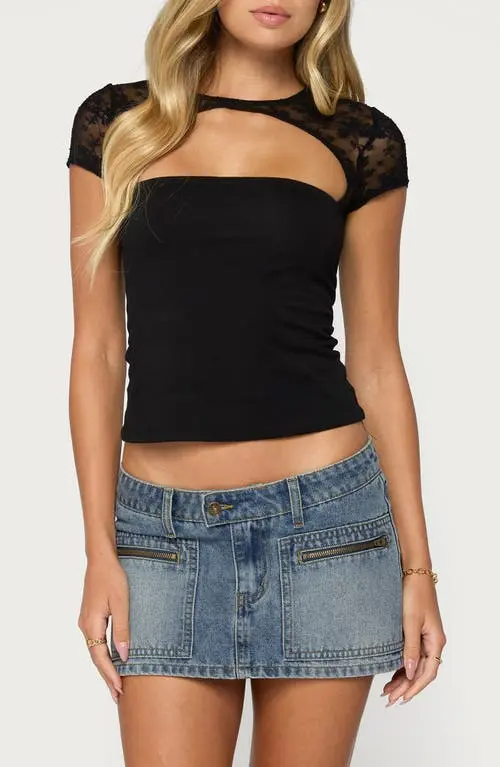 EDIKTED Celesh Lacey Cutout Top - Black