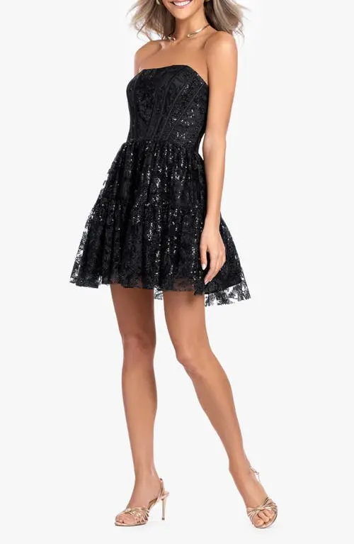 BLONDIE NITES Strapless Corset Ruffle Minidress