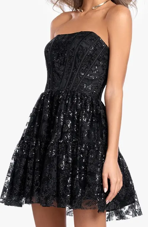 BLONDIE NITES Strapless Corset Ruffle Minidress