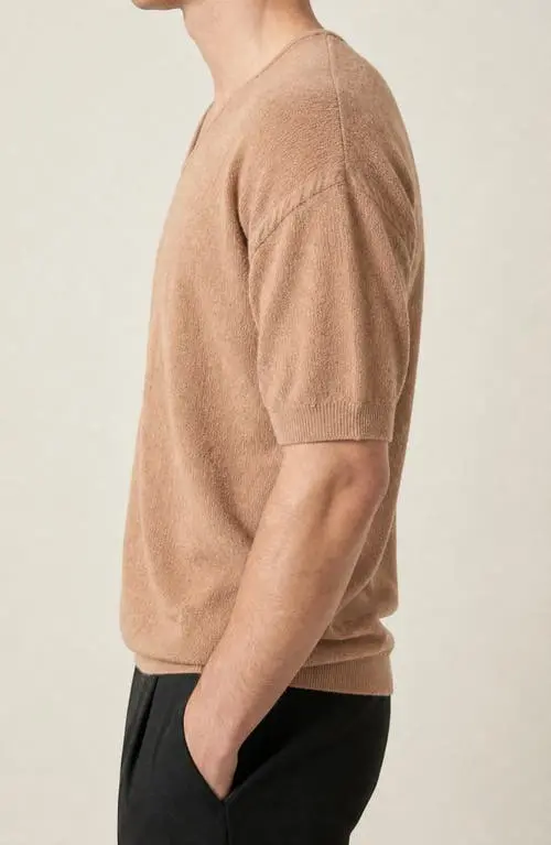 MODENAIRE Relaxed Short Sleeve V Neck Knit Sweater