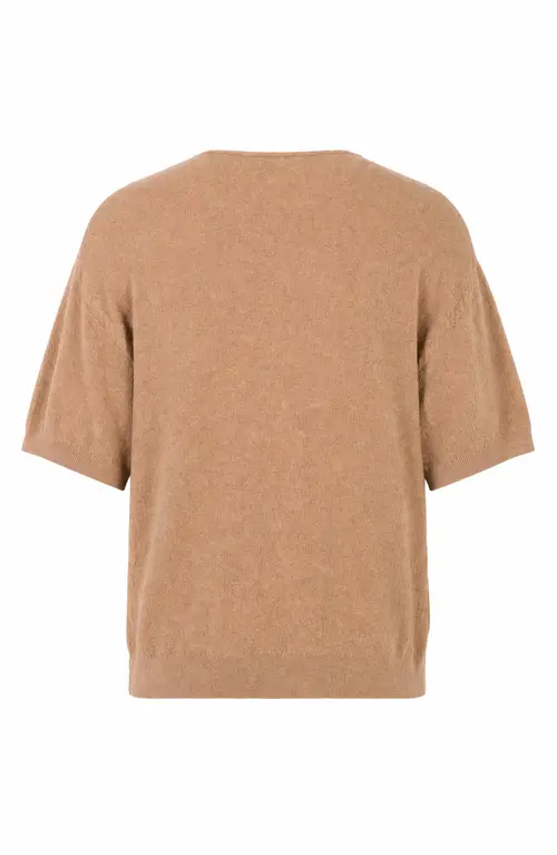MODENAIRE Relaxed Short Sleeve V Neck Knit Sweater