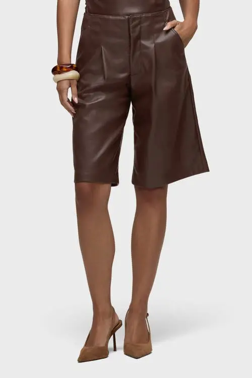 Hudson Jeans Vegan Leather Pleated Trouser Short