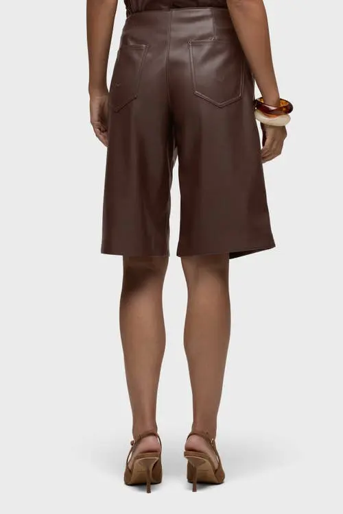 Hudson Jeans Vegan Leather Pleated Trouser Short