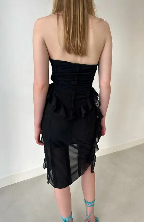 SAEMDI Ria Ruffle Mesh Midi Dress