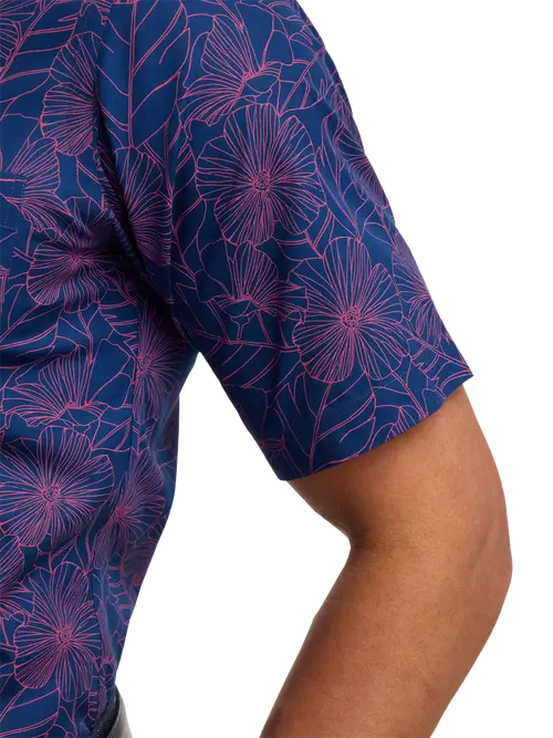 PAUL FREDRICK Cotton Point Collar Poplin Slim Contrast Trim Hemmed Sleeve Short Sleeve