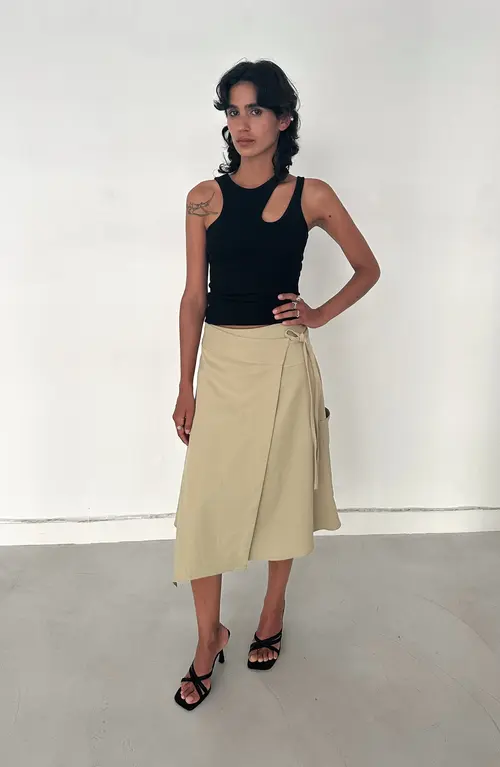 SAEMDI Emery Asymmetric Wrap Skirt