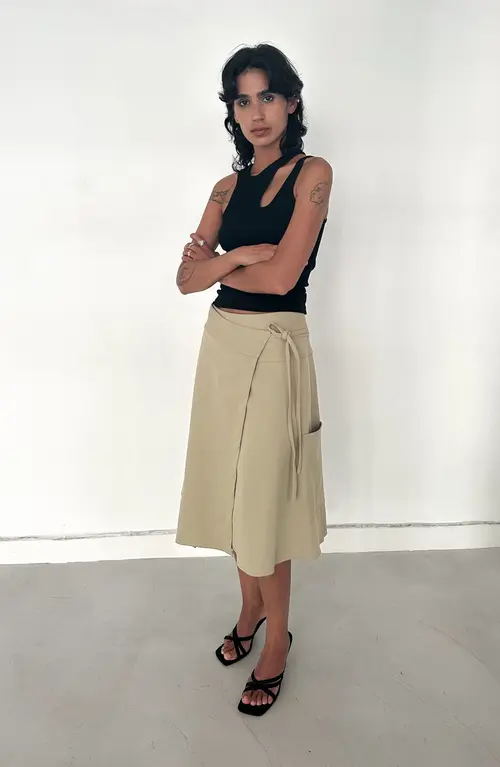 SAEMDI Emery Asymmetric Wrap Skirt