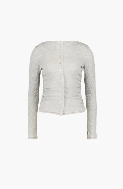 SAEMDI Maja Rib Jersey Cardigan - Light Grey
