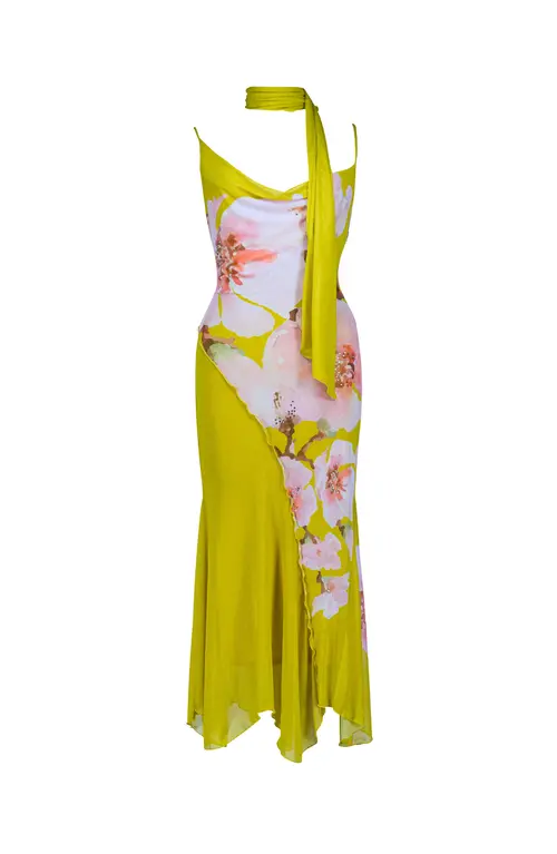 SAEMDI Elaria Floral Printed Mesh Dress