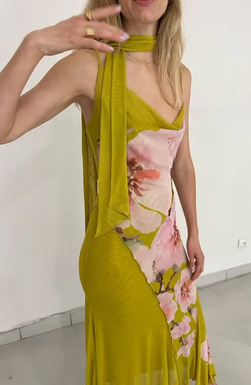 SAEMDI Elaria Floral Printed Mesh Dress