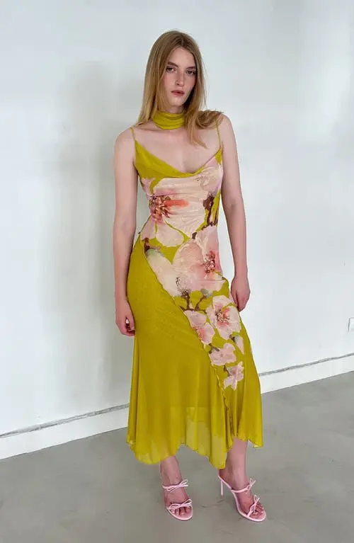 SAEMDI Elaria Floral Printed Mesh Dress