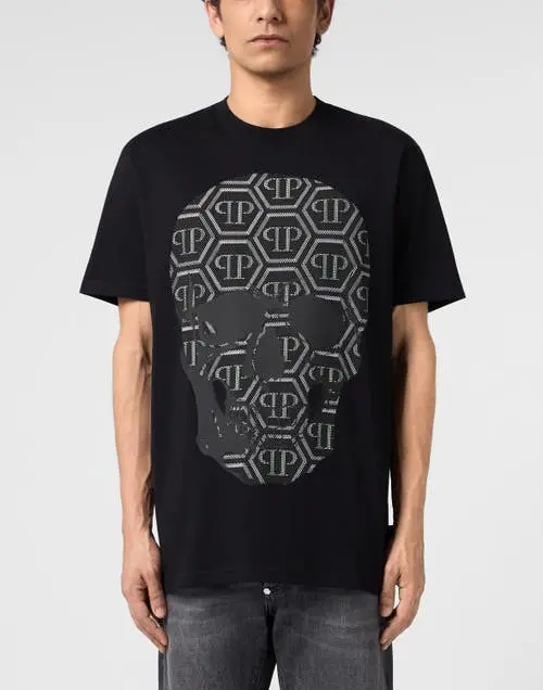 Philipp Plein Round Neck T-shirt Skull Monogram - Black