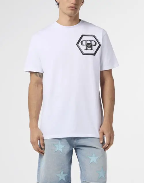 Philipp Plein Round Neck T-shirt Lines Hexagon