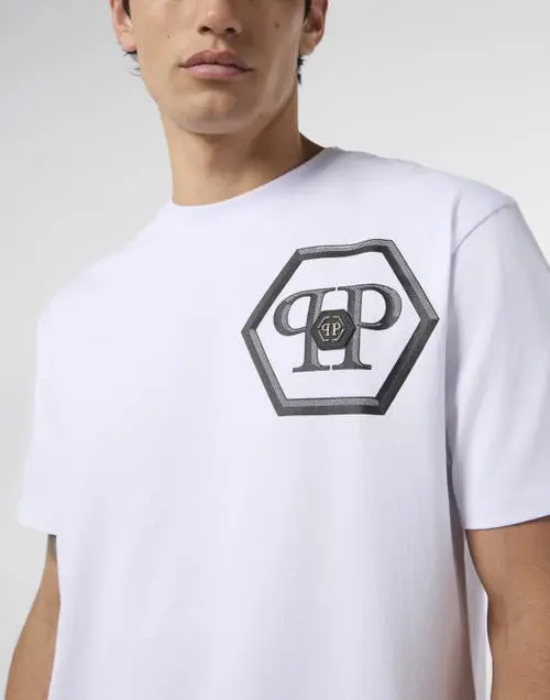 Philipp Plein Round Neck T-shirt Lines Hexagon