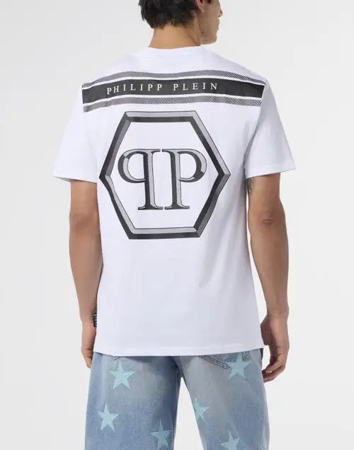 Philipp Plein Round Neck T-shirt Lines Hexagon