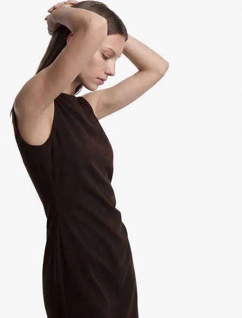 Koton Draped Crew Neck Sleeveless Midi Dress