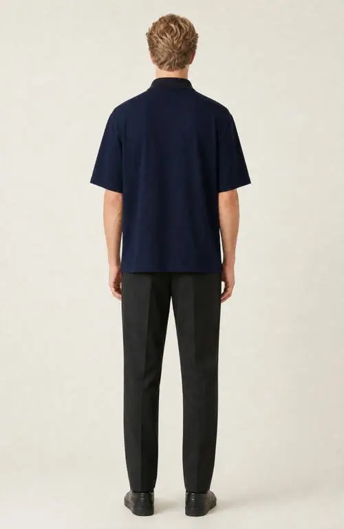 MODENAIRE Contrast Trim Short Sleeve Polo Shirt With Decorative Stitching