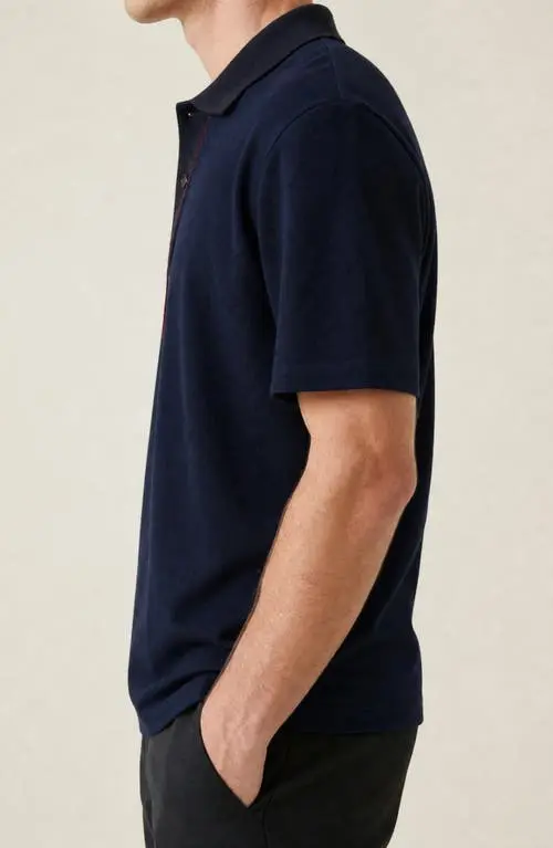 MODENAIRE Contrast Trim Short Sleeve Polo Shirt With Decorative Stitching