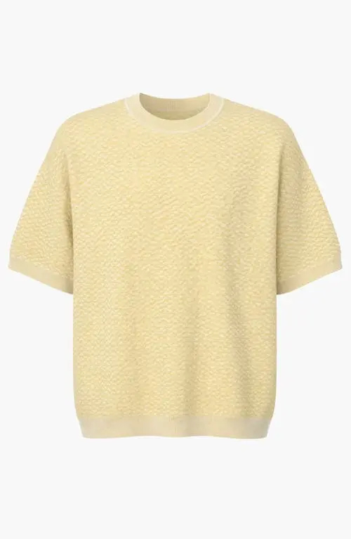 MODENAIRE Textured Knit Short Sleeve Crewneck Sweater