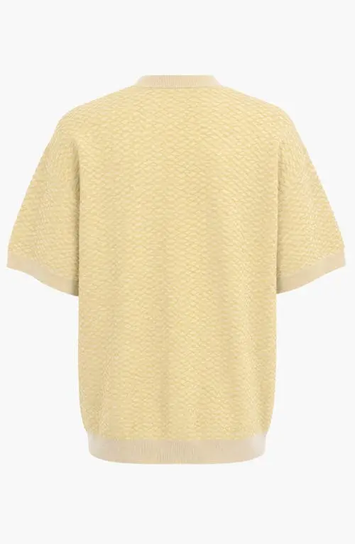 MODENAIRE Textured Knit Short Sleeve Crewneck Sweater
