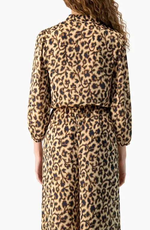IVONNE Cropped Animal-print Lace-up Blouse